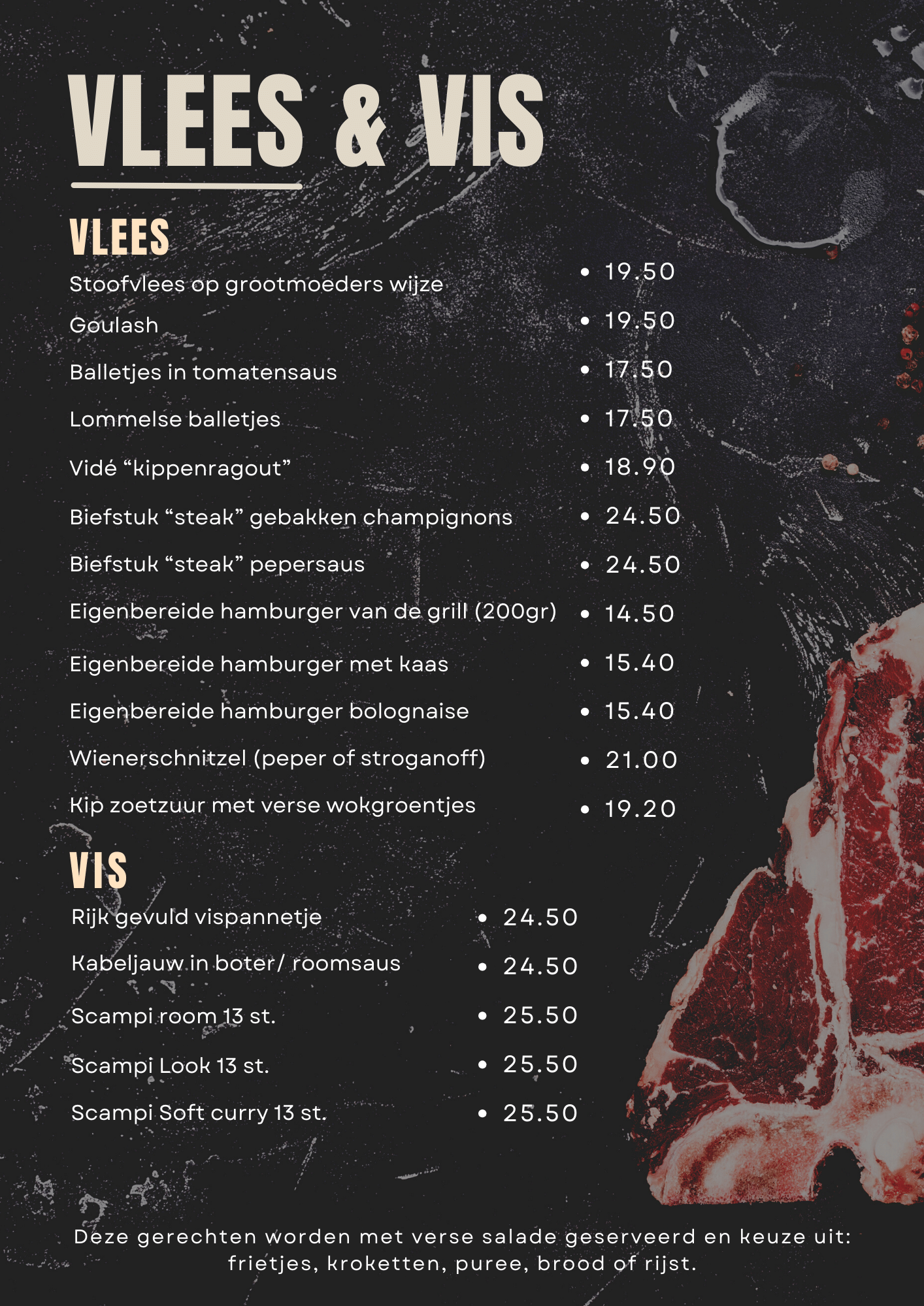 Menukaart – Hof ten Vrede